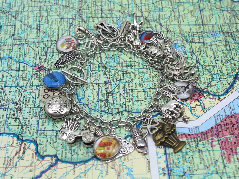 Illinois Charm Bracelet States Charm Bracelet State of | Etsy
