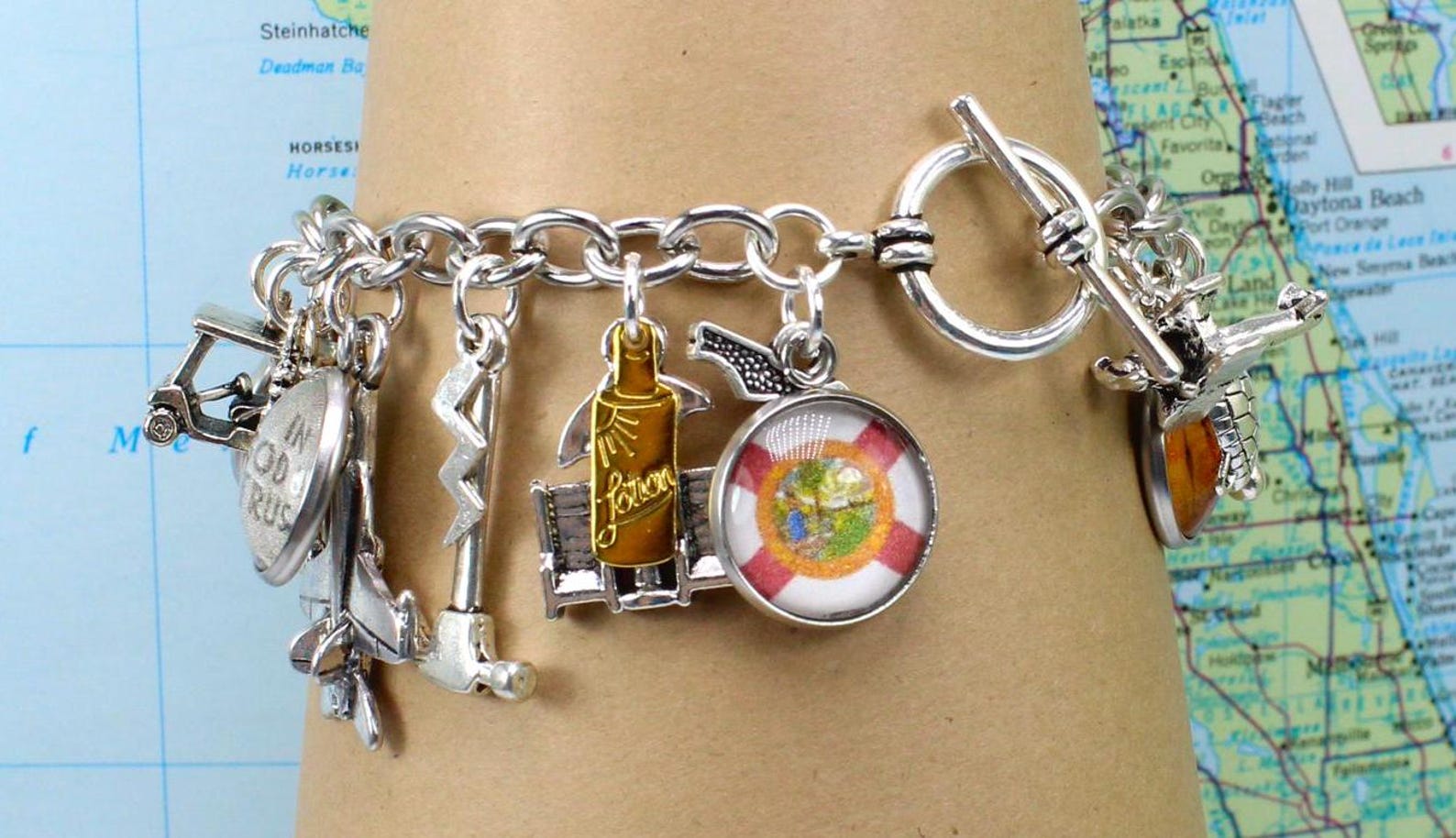 Florida Charm Bracelet, States Charm Bracelet, States Bracelet, Map ...