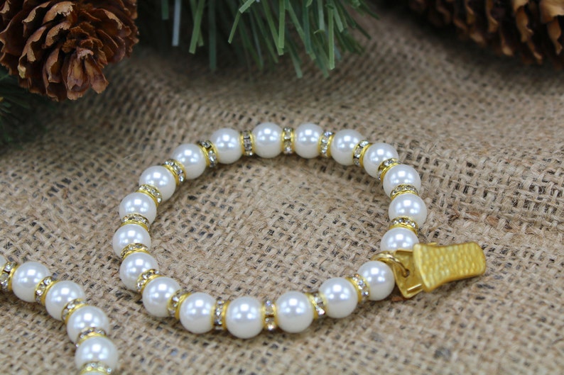 Beaded Gold LDS Temple Bracelet, Beaded Name Card Bracelet, White LDS ...
