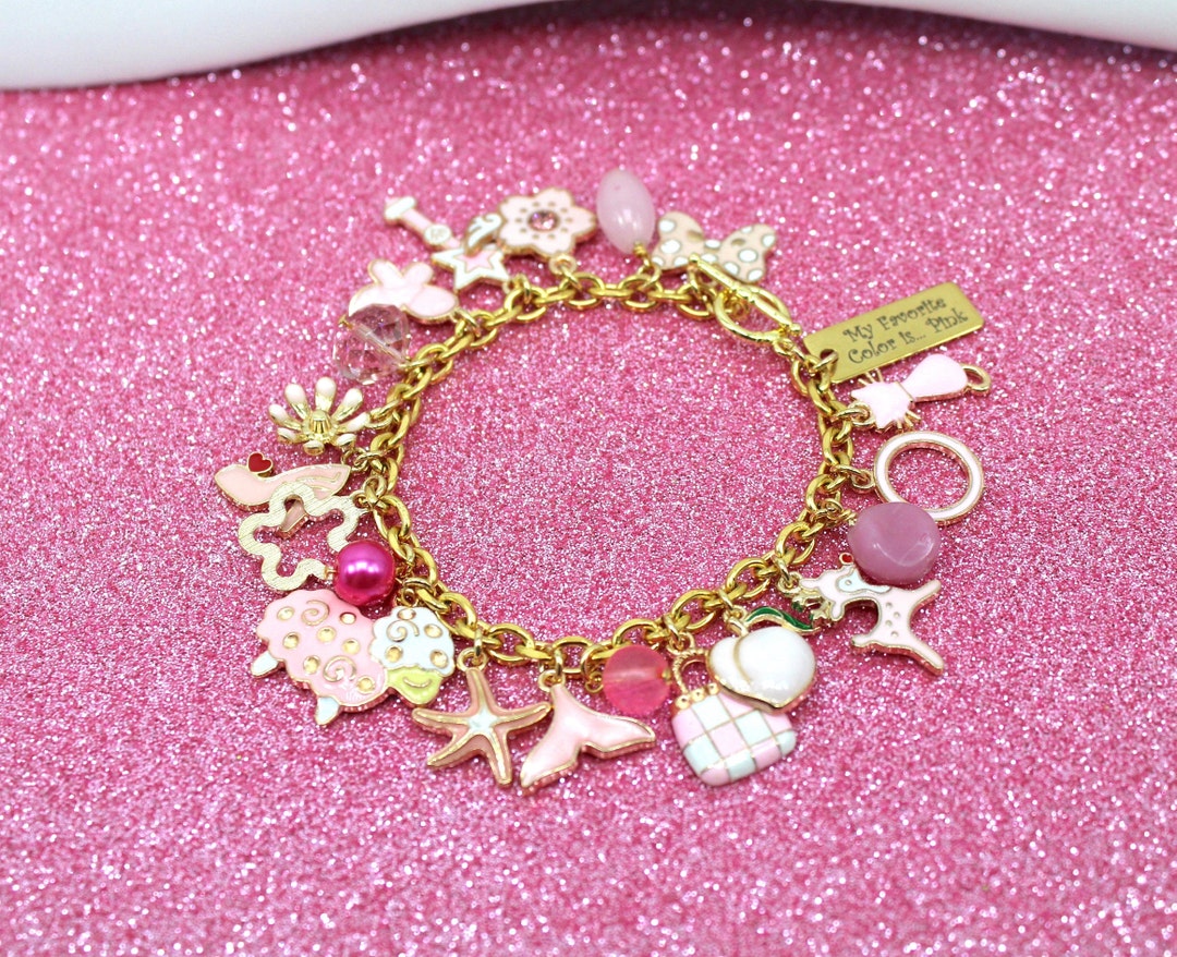 My Favorite Color Charm Bracelet, Favorite Color Bracelet, Pink ...