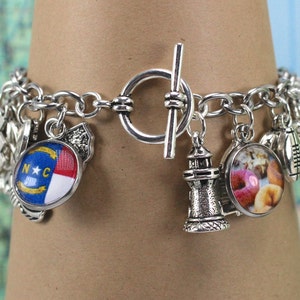North Carolina Charm Bracelet, States Charm Bracelet, North Carolina ...