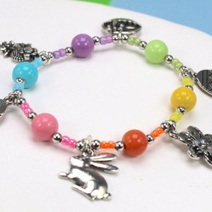 Easter Charm Bracelet, Spring Charm Bracelet, Easter Bunny Bracelet ...