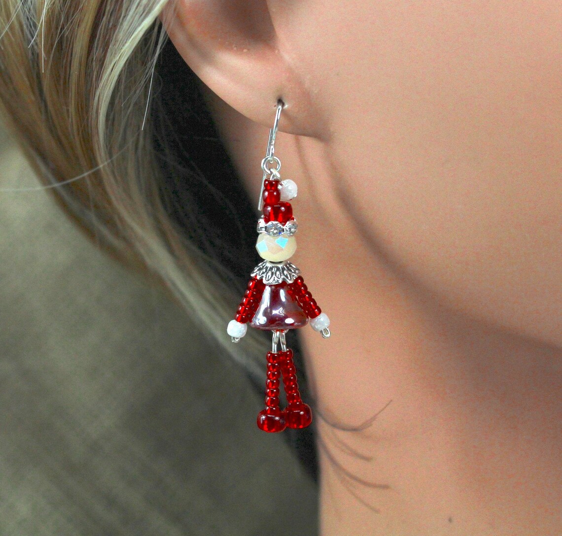 Elf Dangle Earrings Christmas Elf Earrings Santa Dangle - Etsy