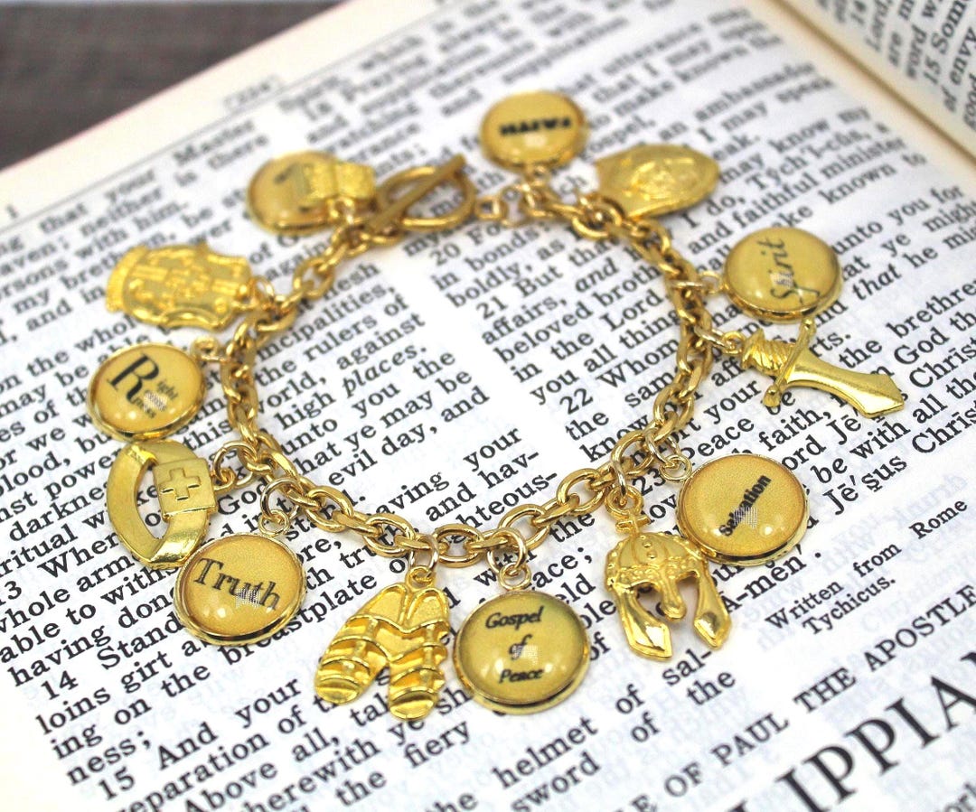 Armor of God Charm Bracelet, Religious Bracelet, Bible Bracelet ...
