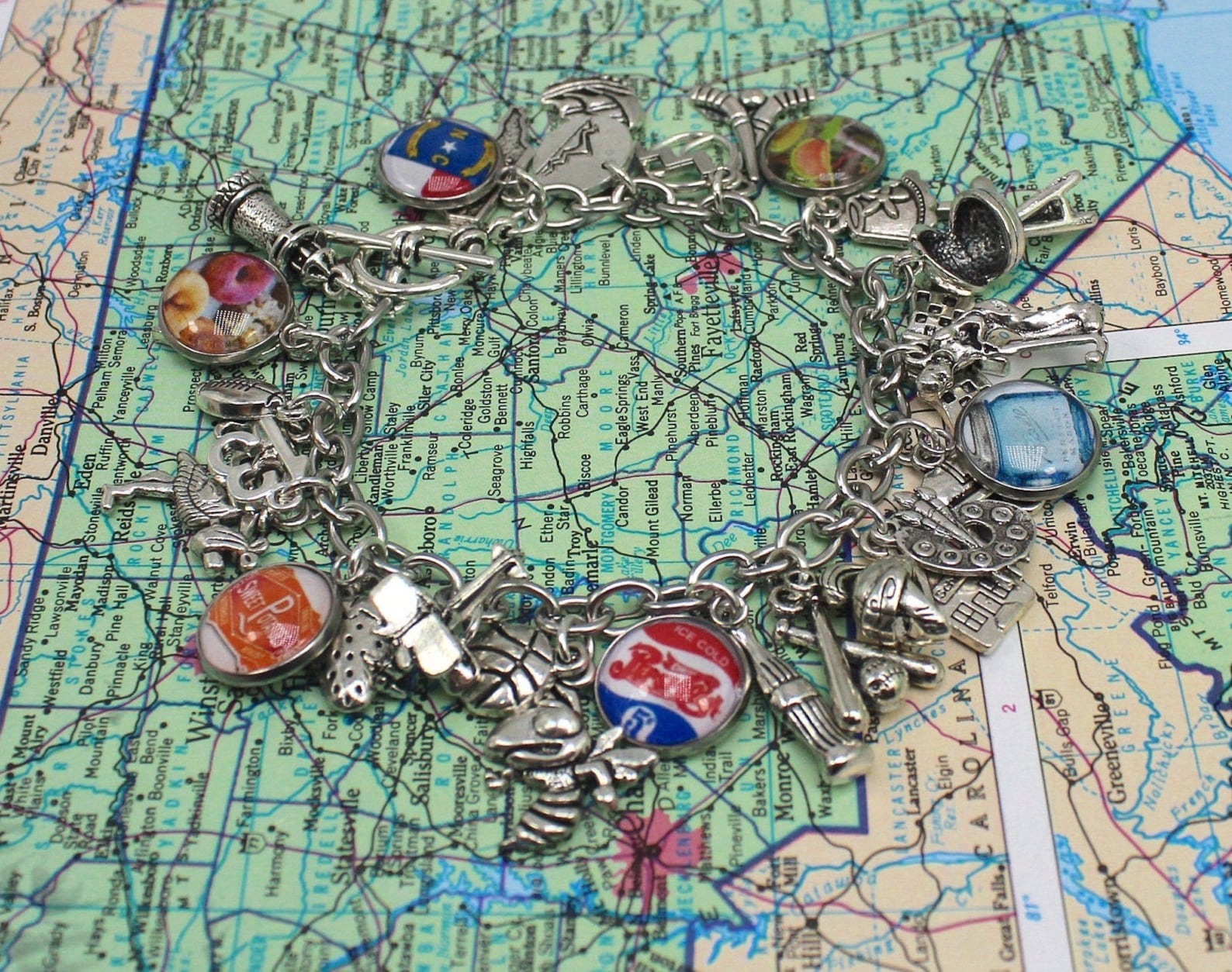 North Carolina Charm Bracelet States Charm Bracelet North - Etsy