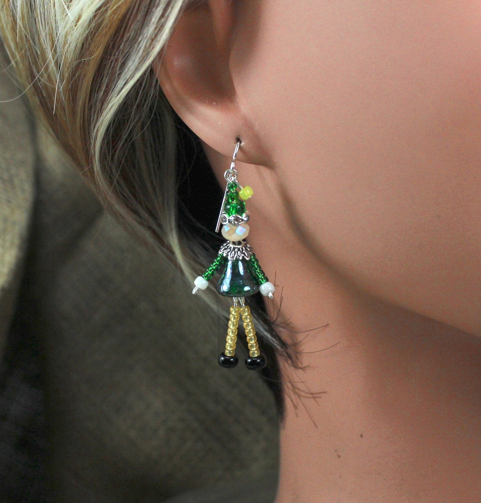 Elf Dangle Earrings Christmas Elf Earrings Santa Dangle - Etsy