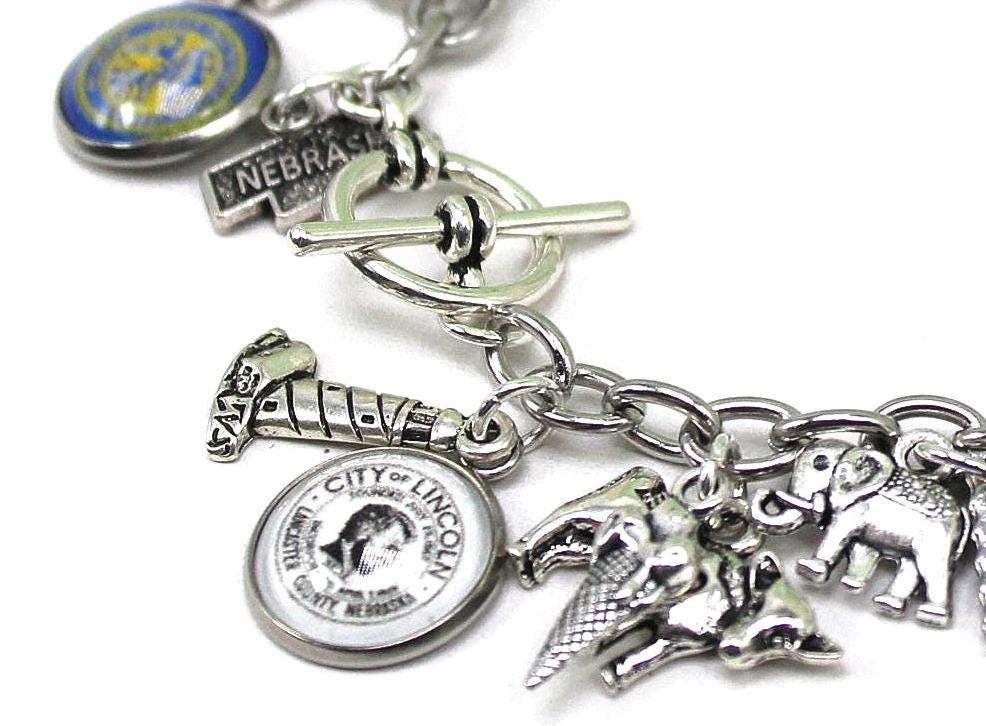 Nebraska Charm Bracelet, States Charm Bracelet, States Bracelet ...