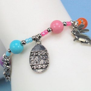 Easter Charm Bracelet, Spring Charm Bracelet, Easter Bunny Bracelet ...
