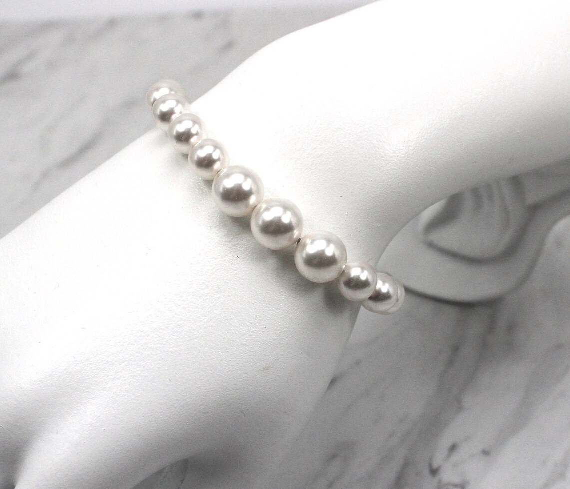Pearl LDS Temple Bracelet, Name Card Bracelet, Crystal LDS Temple ...