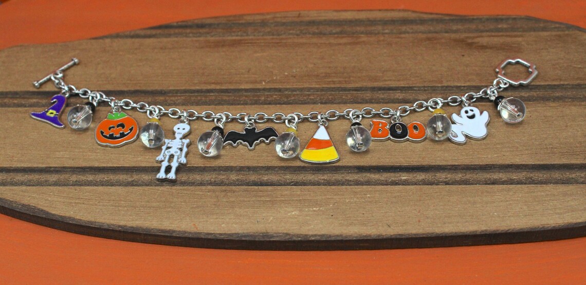 Halloween Charm Bracelet Halloween Bracelet Pumpkin - Etsy