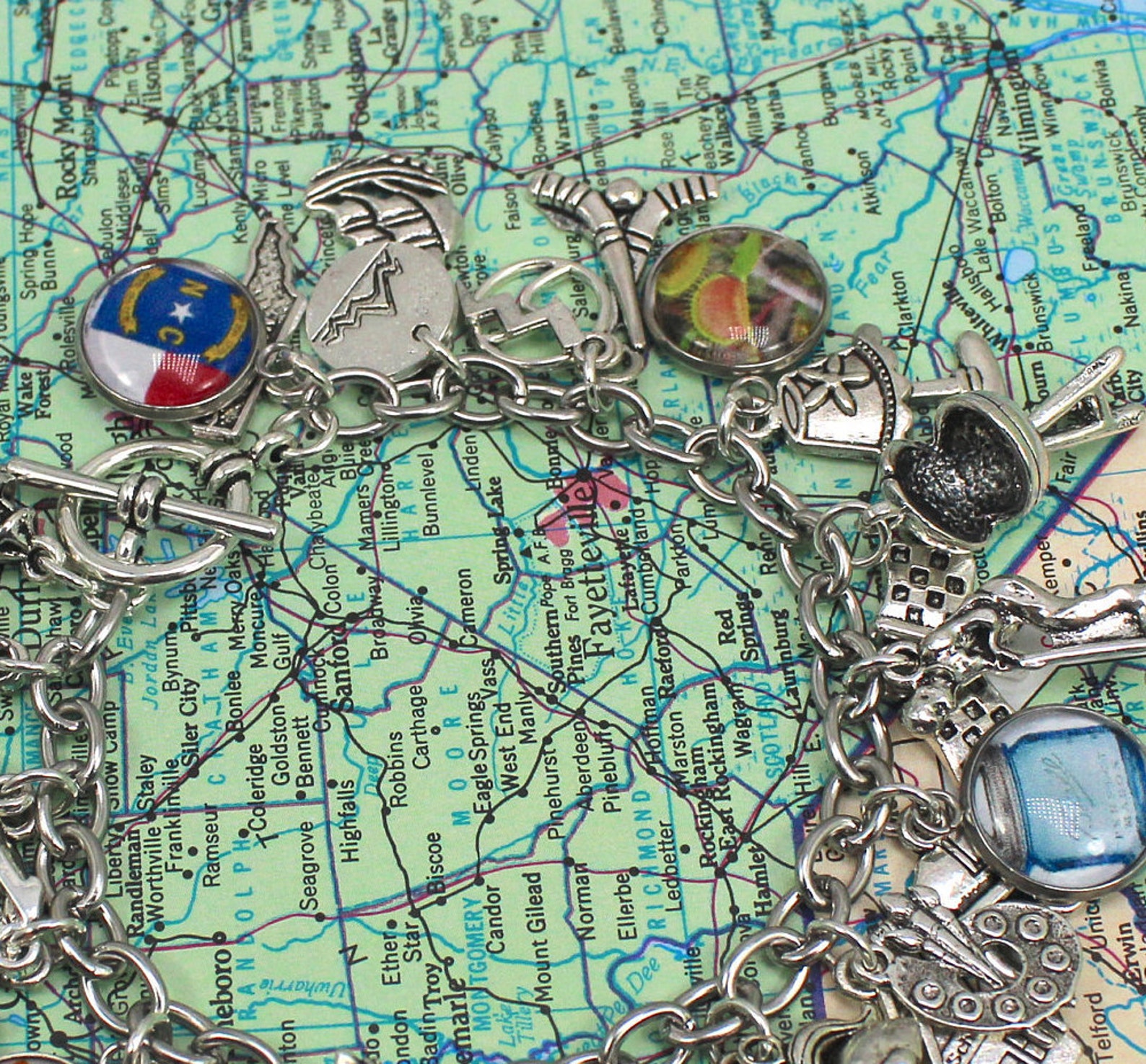 North Carolina Charm Bracelet States Charm Bracelet North - Etsy