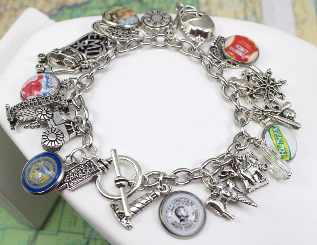 Nebraska Charm Bracelet, States Charm Bracelet, States Bracelet ...