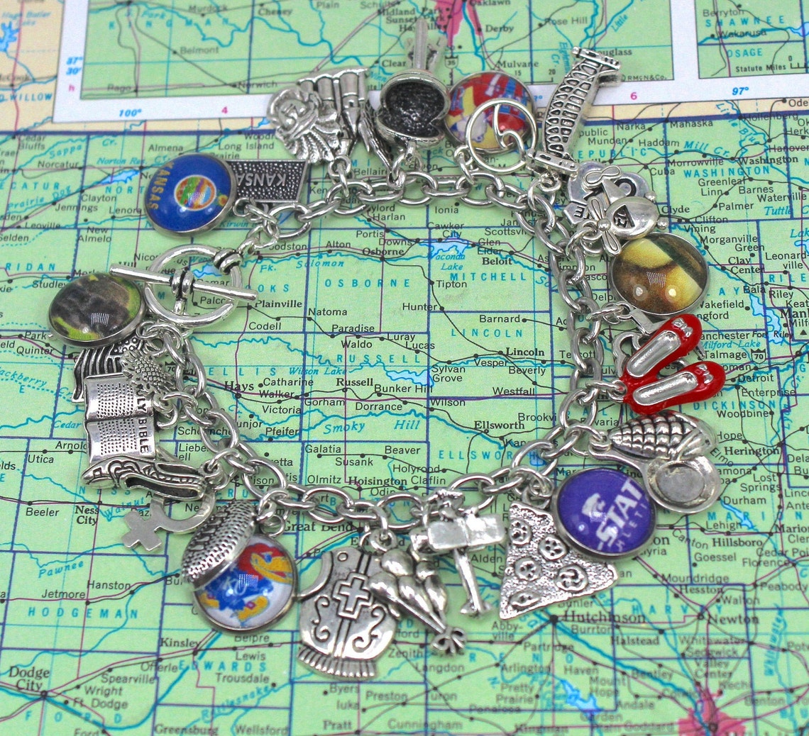Kansas Charm Bracelet States Charm Bracelet States Bracelet - Etsy