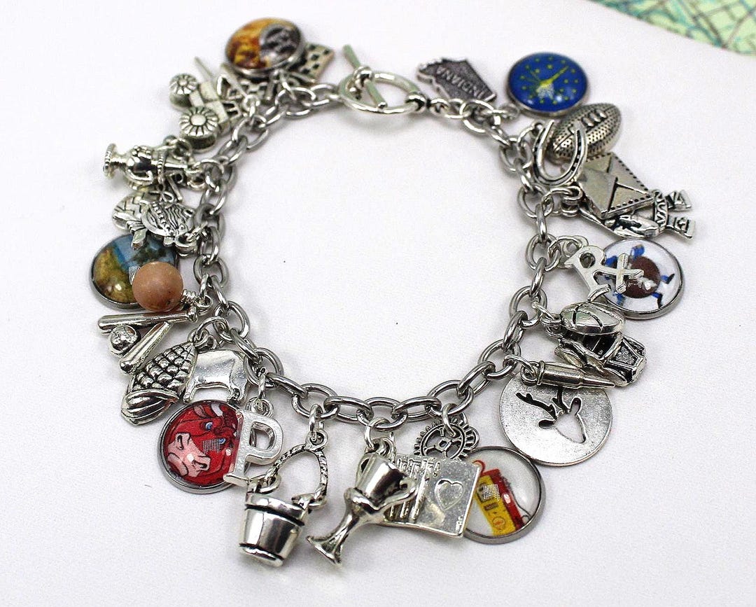 Indiana Charm Bracelet, States Charm Bracelet, States Bracelet, Map ...