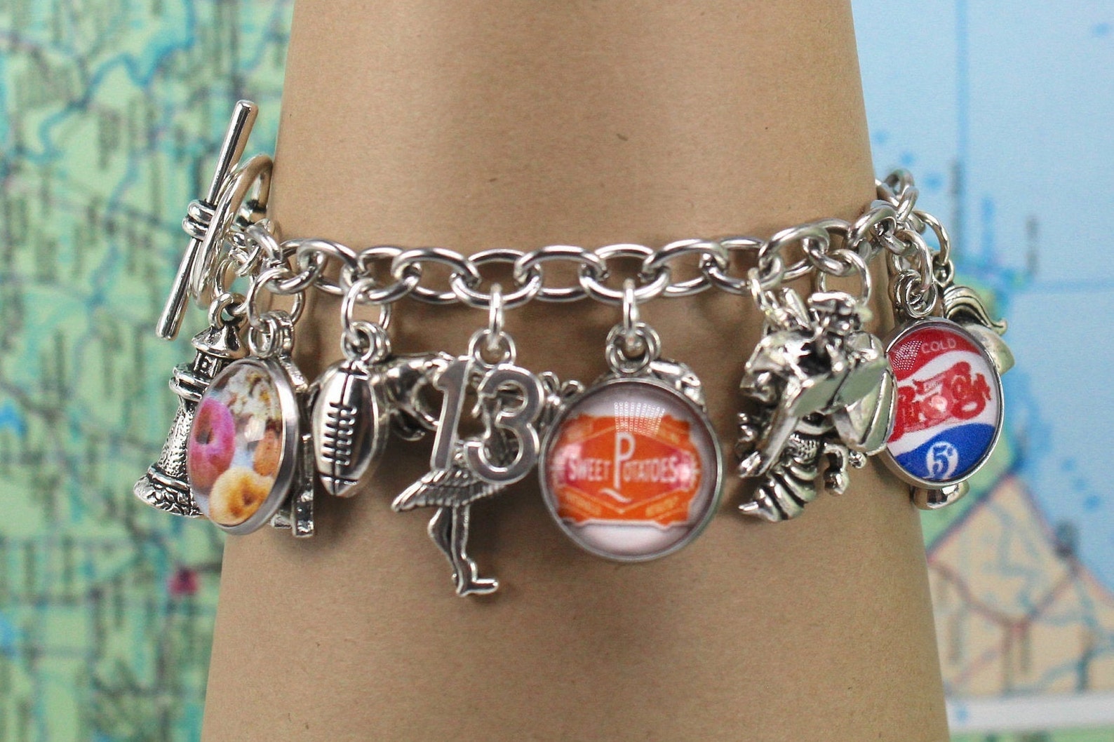 North Carolina Charm Bracelet States Charm Bracelet North - Etsy