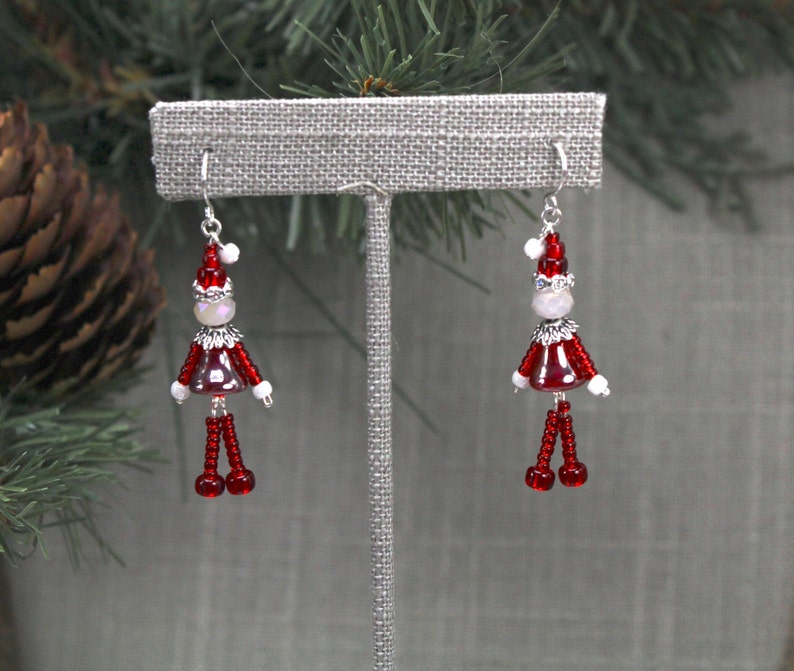 Elf Dangle Earrings Christmas Elf Earrings Santa Dangle - Etsy