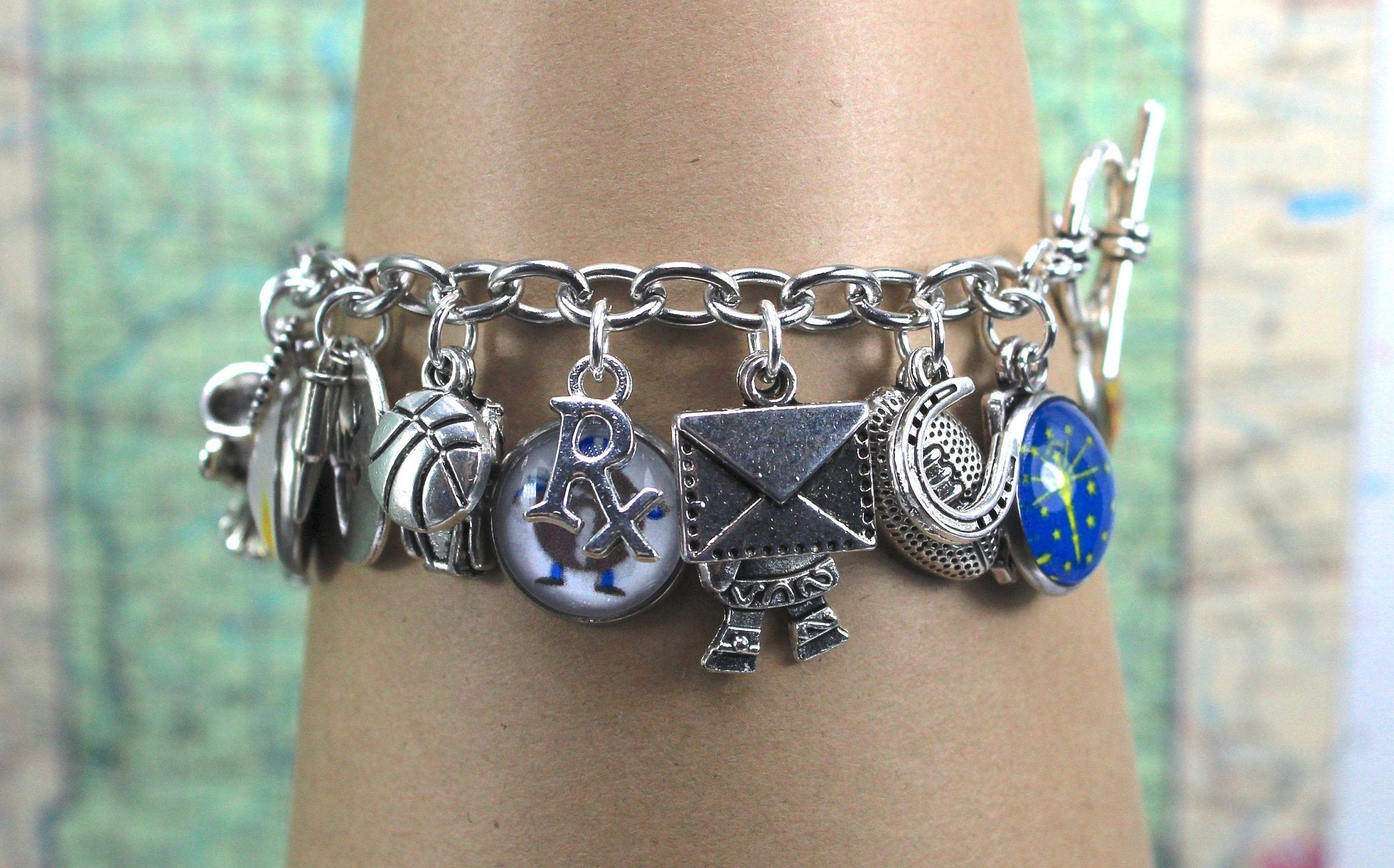 Indiana Charm Bracelet, States Charm Bracelet, States Bracelet, Map ...