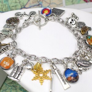 Colorado Charm Bracelet, States Charm Bracelet, State of Colorado Charm ...