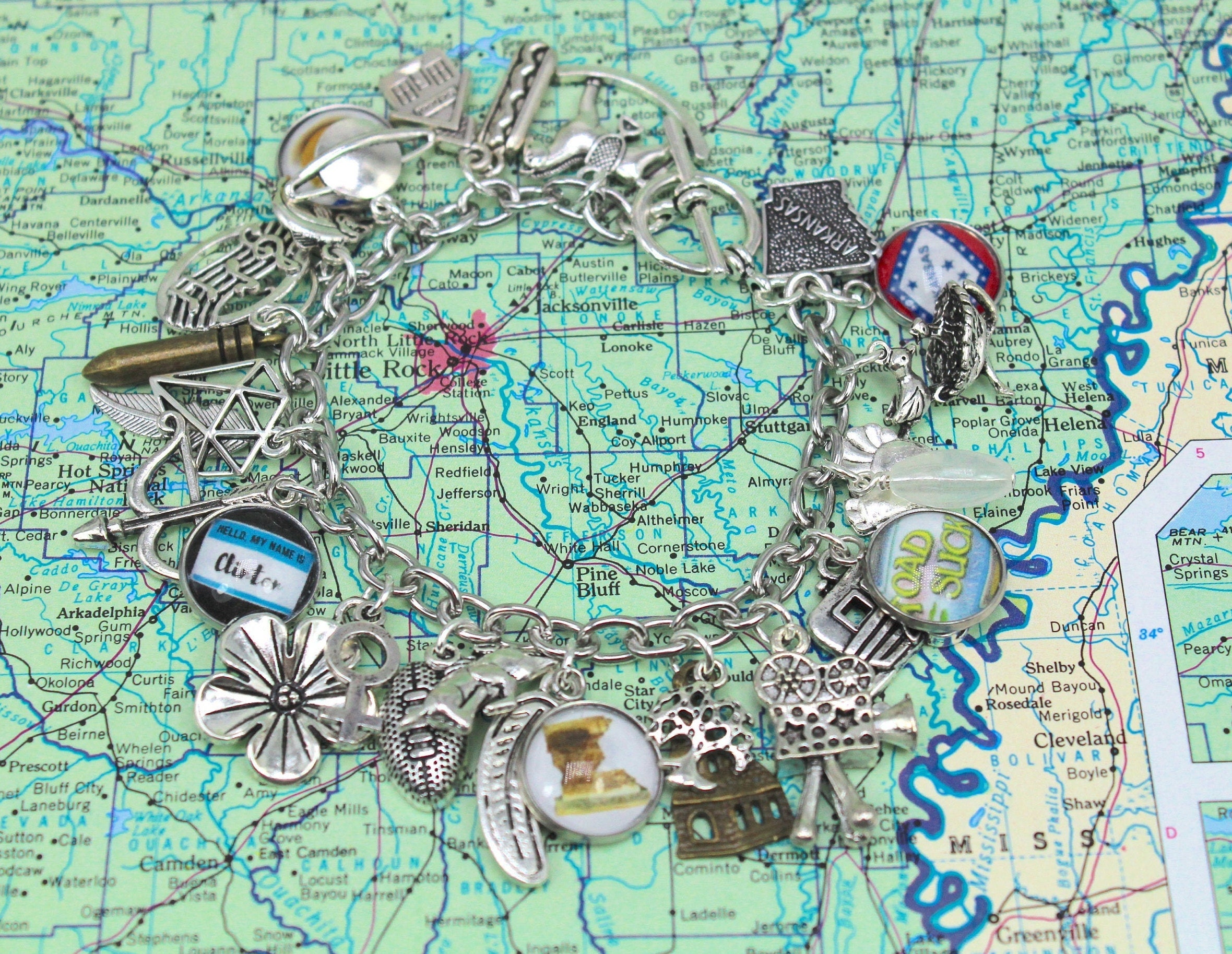 Arkansas Charm Bracelet States Charm Bracelet State of - Etsy