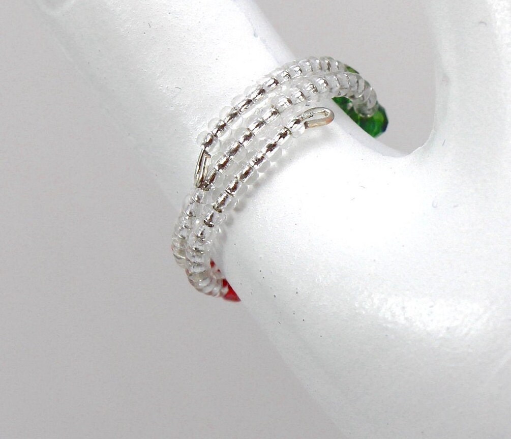 Beaded Rings Memory Wire Rings Stackable Rings Double | Etsy
