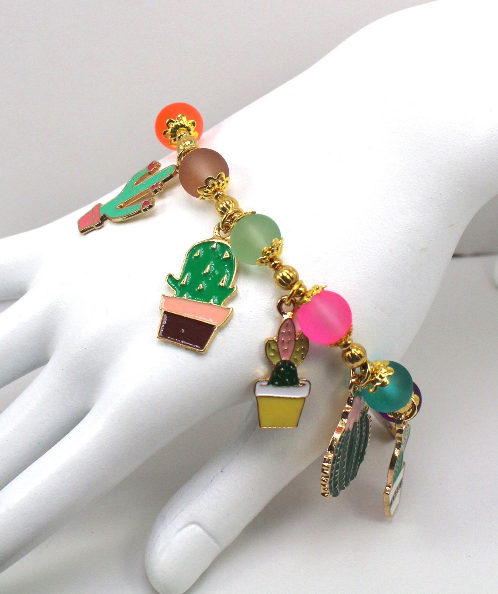 Cactus Charm Bracelet Cactus Bracelet Plant Charm Bracelet - Etsy
