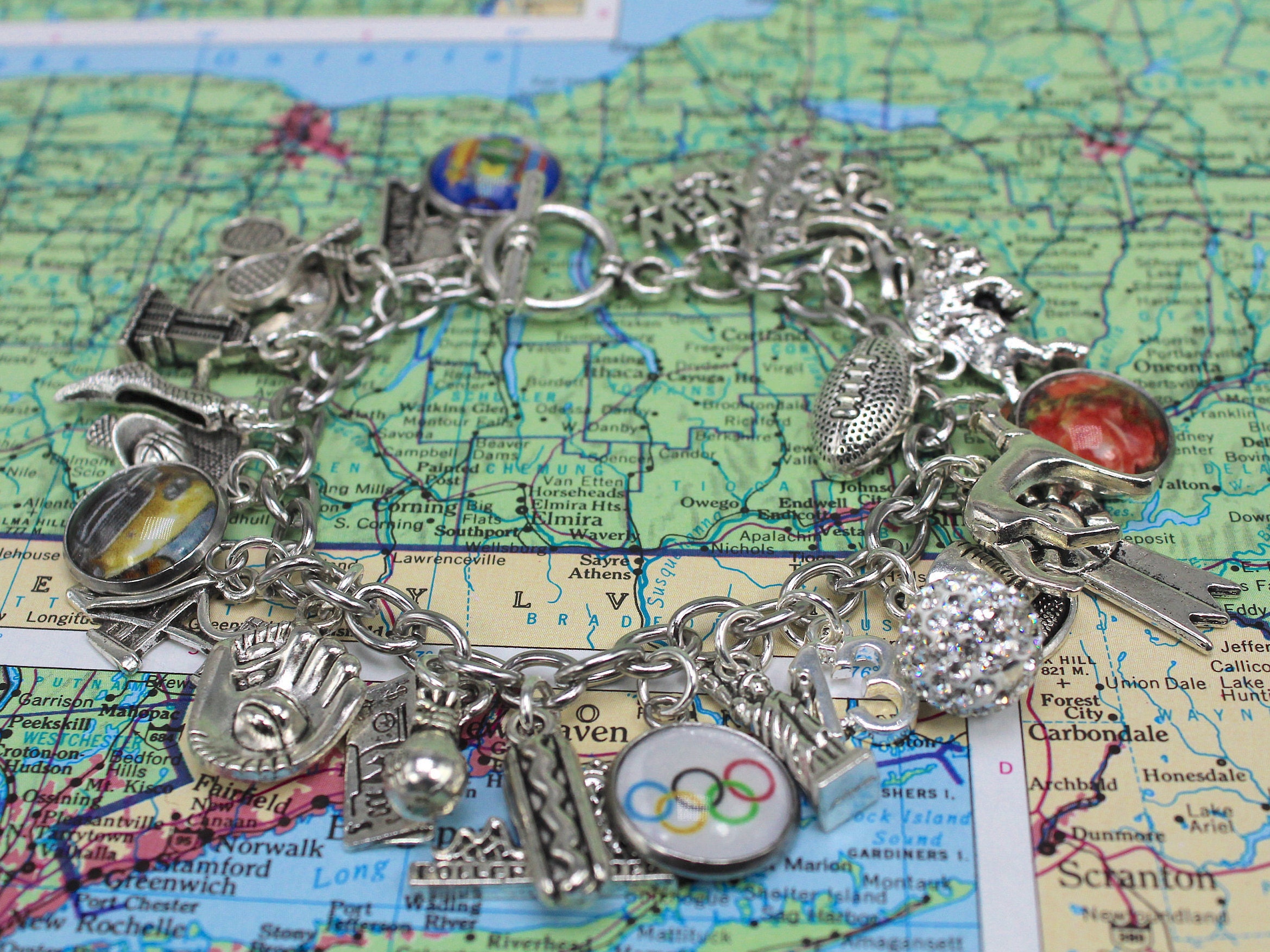 New York Charm Bracelet States Charm Bracelet State - Etsy