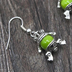 Frog Dangle Earrings, Frog Earrings, Silver Frog Earrings, Toad Dangle ...