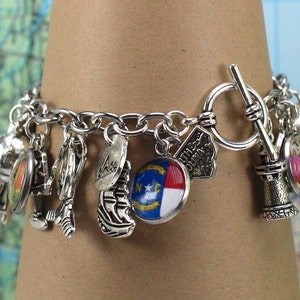 North Carolina Charm Bracelet, States Charm Bracelet, North Carolina ...