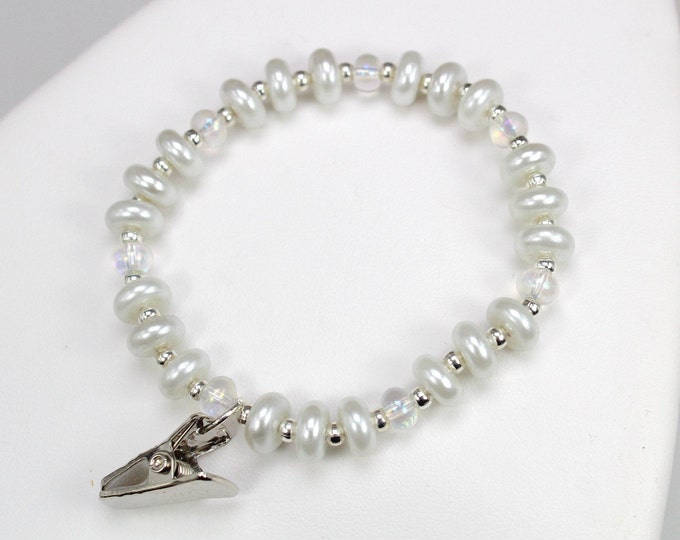 Beaded LDS Temple Bracelet, Beaded Name Card Bracelet, White LDS Temple ...