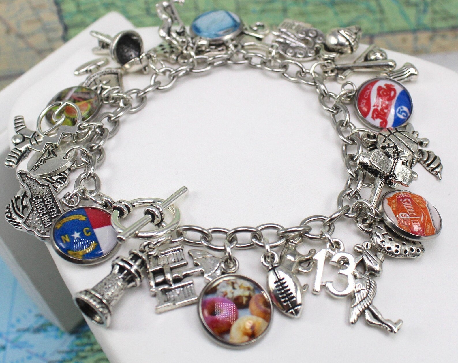 North Carolina Charm Bracelet States Charm Bracelet North - Etsy