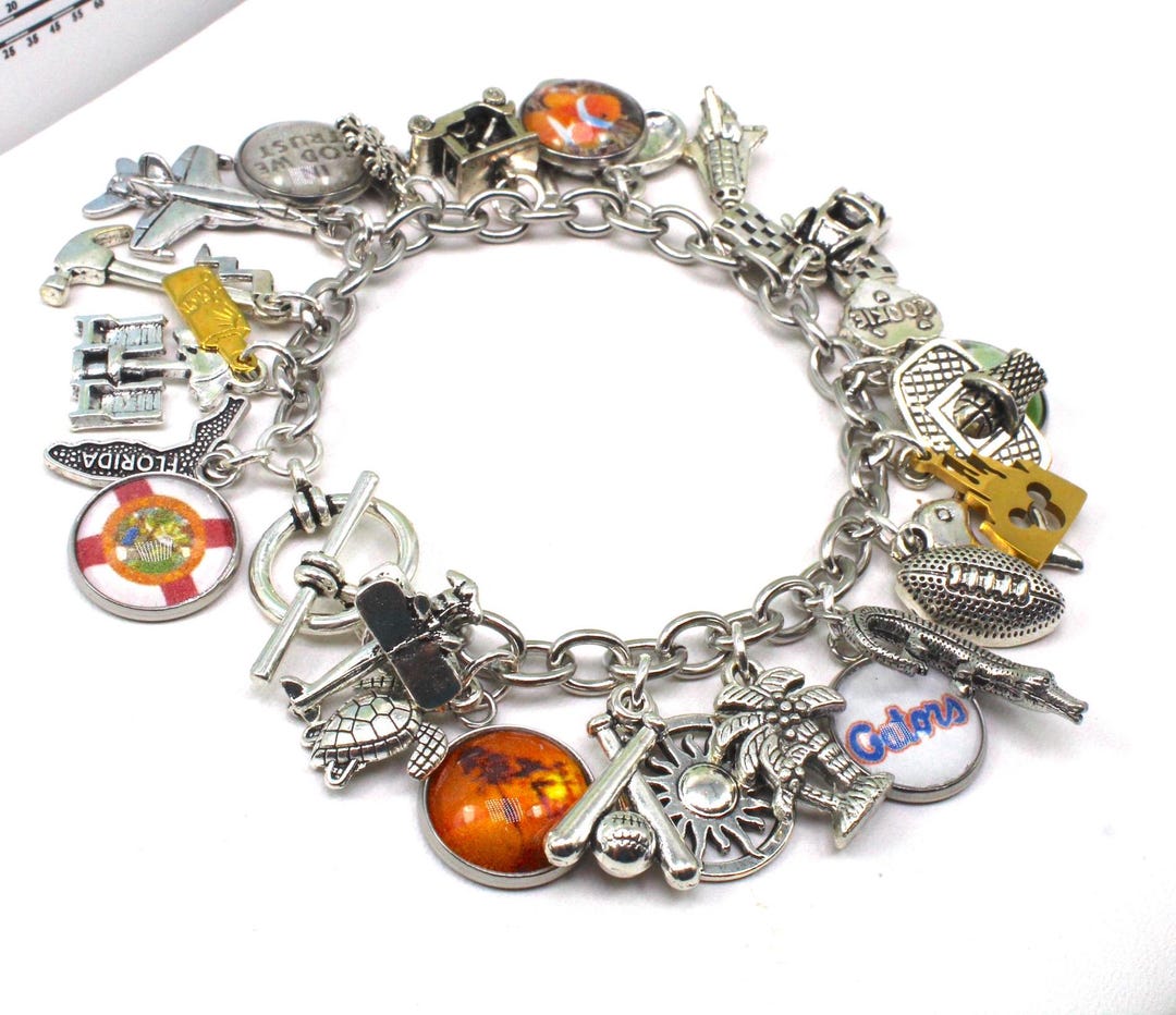 Florida Charm Bracelet, States Charm Bracelet, States Bracelet, Map ...