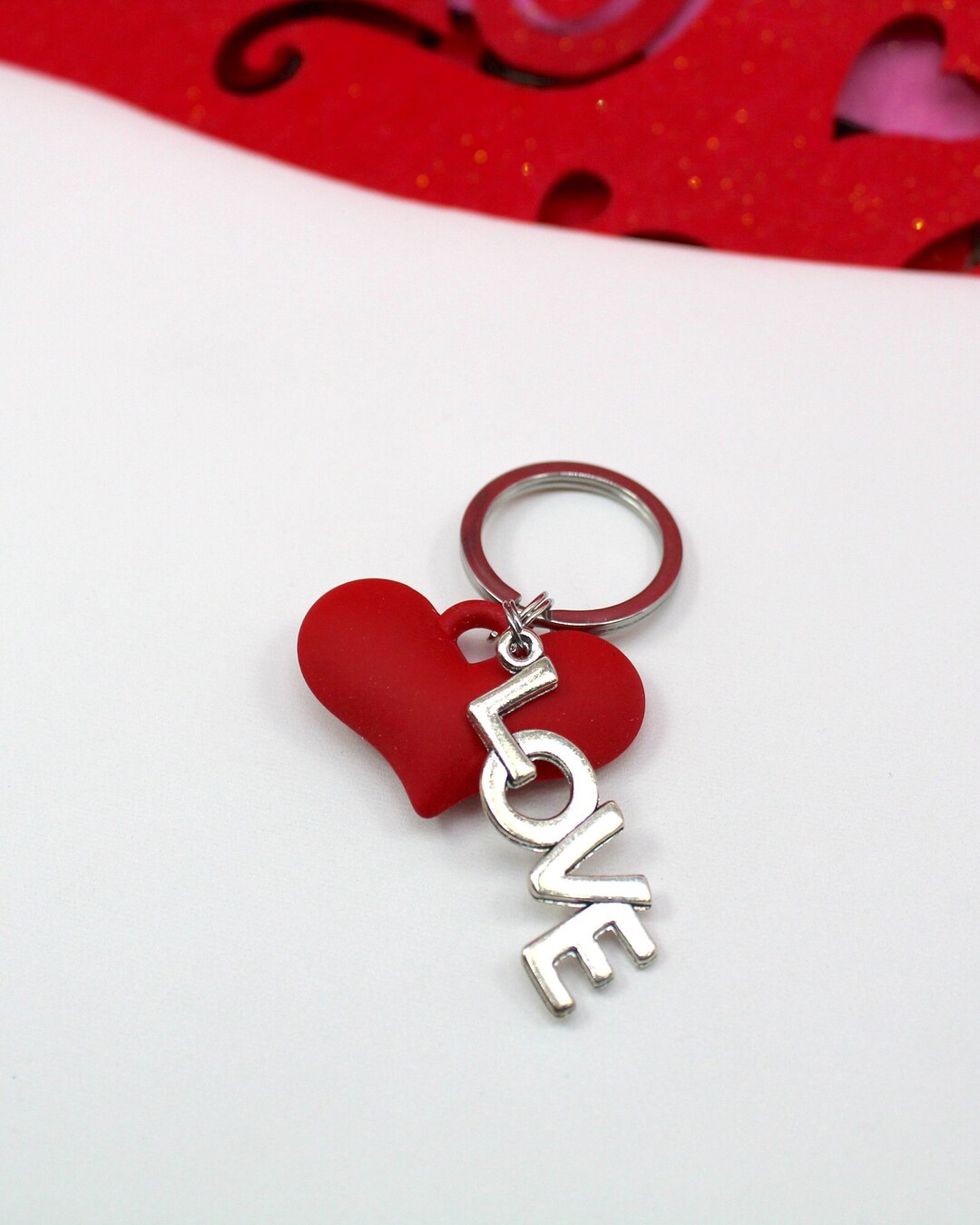 Red Heart Keychain, Heart Keychain, Valentines Keychain, Key Chain ...
