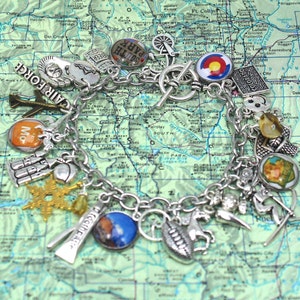 Colorado Charm Bracelet, States Charm Bracelet, State of Colorado Charm ...
