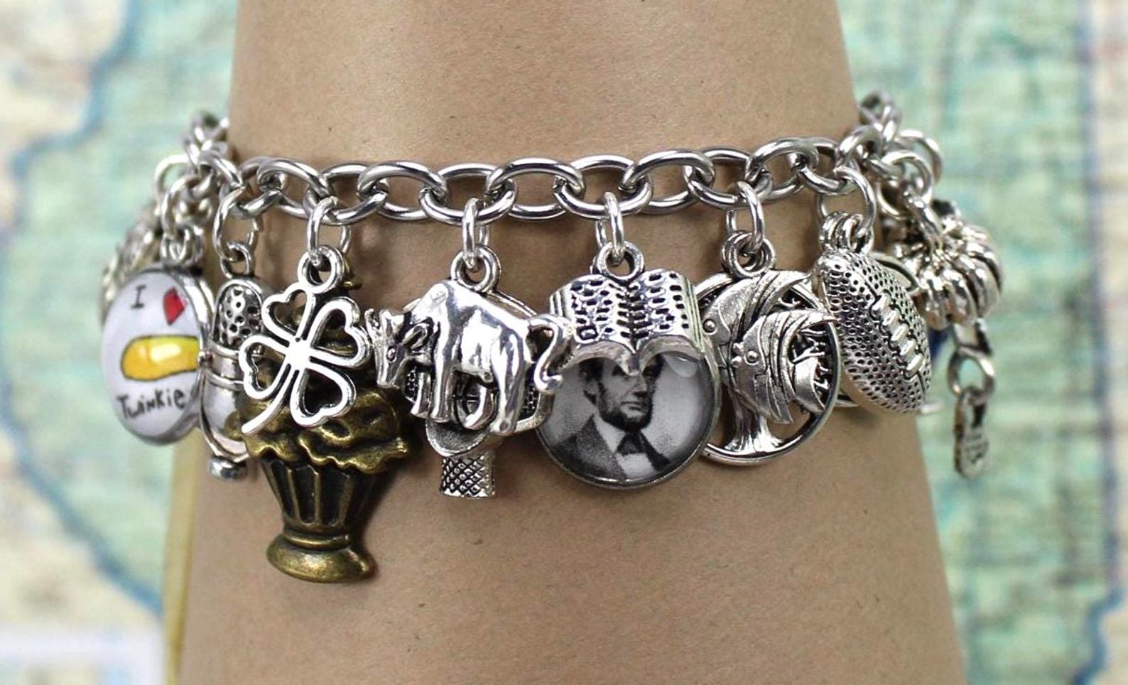 Illinois Charm Bracelet, States Charm Bracelet, State of Illinois Charm ...