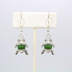 Frog Dangle Earrings, Frog Earrings, Silver Frog Earrings, Toad Dangle ...