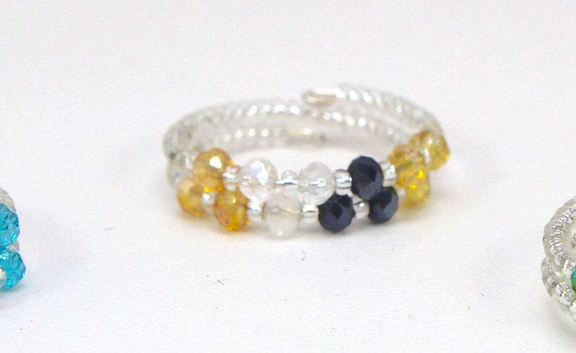 Beaded Rings Memory Wire Rings Stackable Rings Double | Etsy