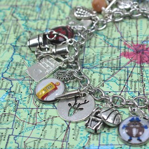 Indiana Charm Bracelet, States Charm Bracelet, States Bracelet, Map ...