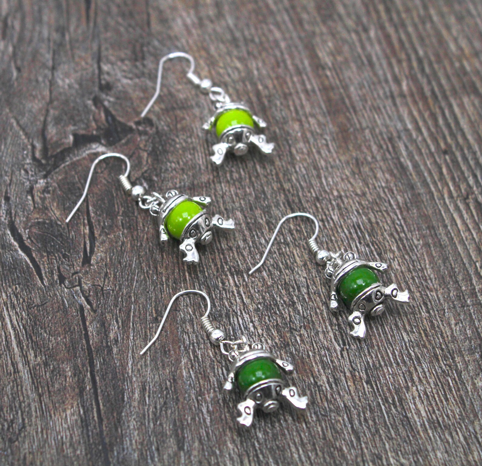 Frog Dangle Earrings, Frog Earrings, Silver Frog Earrings, Toad Dangle ...