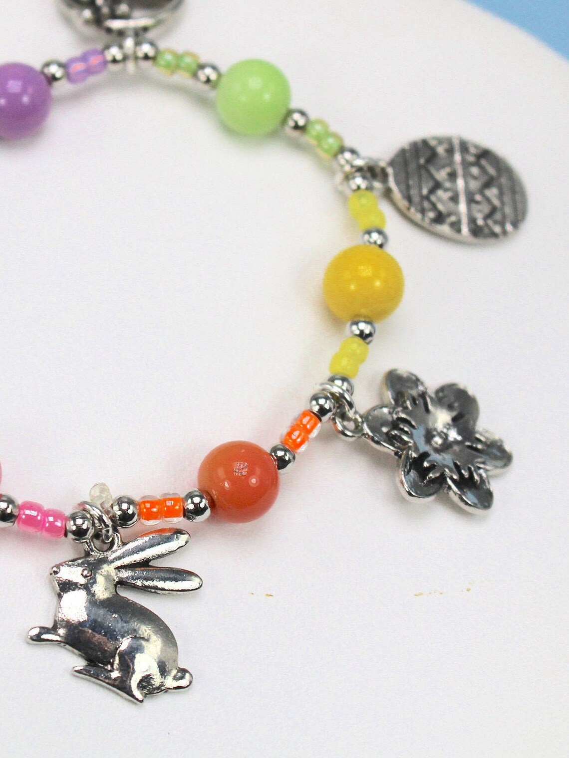 Easter Charm Bracelet, Spring Charm Bracelet, Easter Bunny Bracelet ...