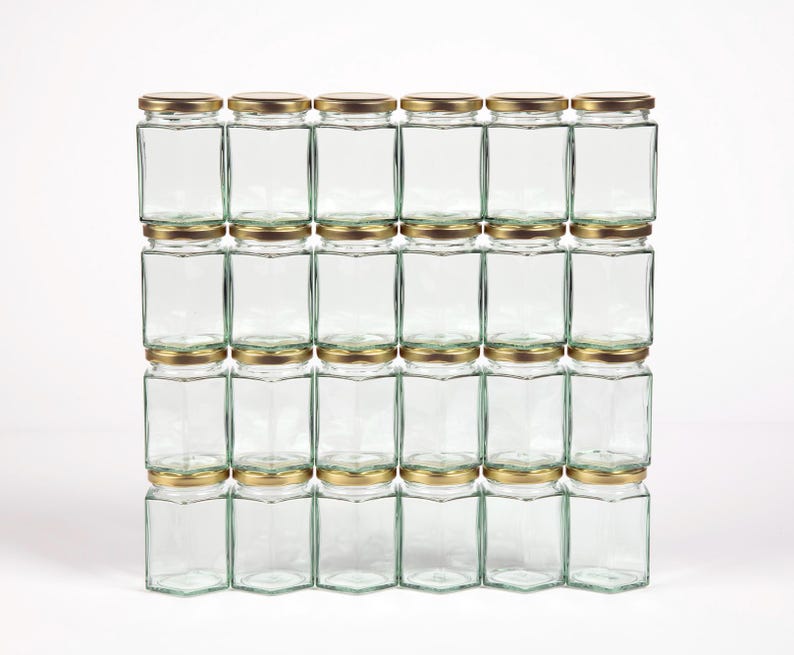 Nutley's 8oz 190ml Hexagonal Jam Jars With Screw-top Lids - Choose ...