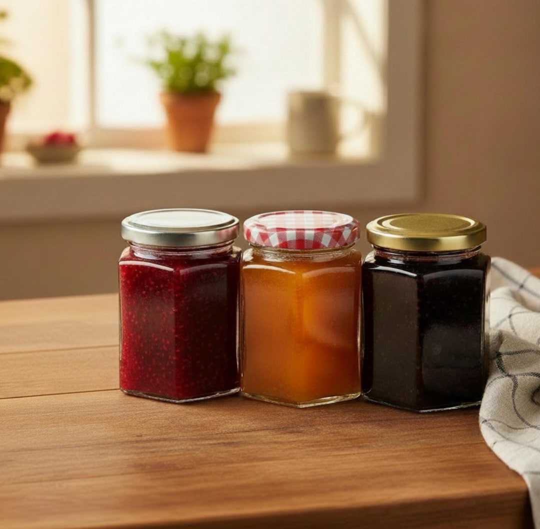 Nutley's 8oz 190ml Hexagonal Jam Jars With Screw-top Lids - Choose ...