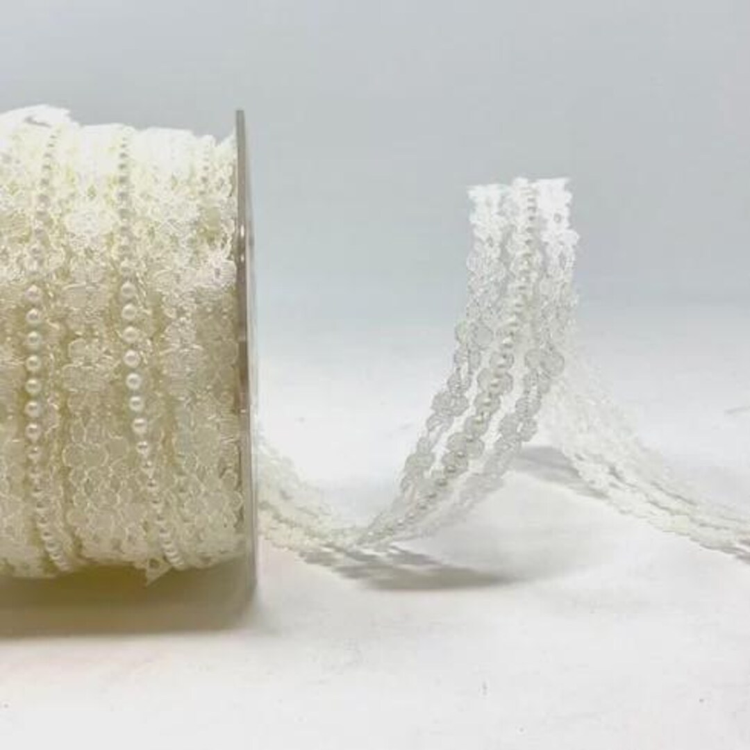 10m Reel - Ivory Pearl & Lace Beaded Trimming. Vintage Style Wedding ...