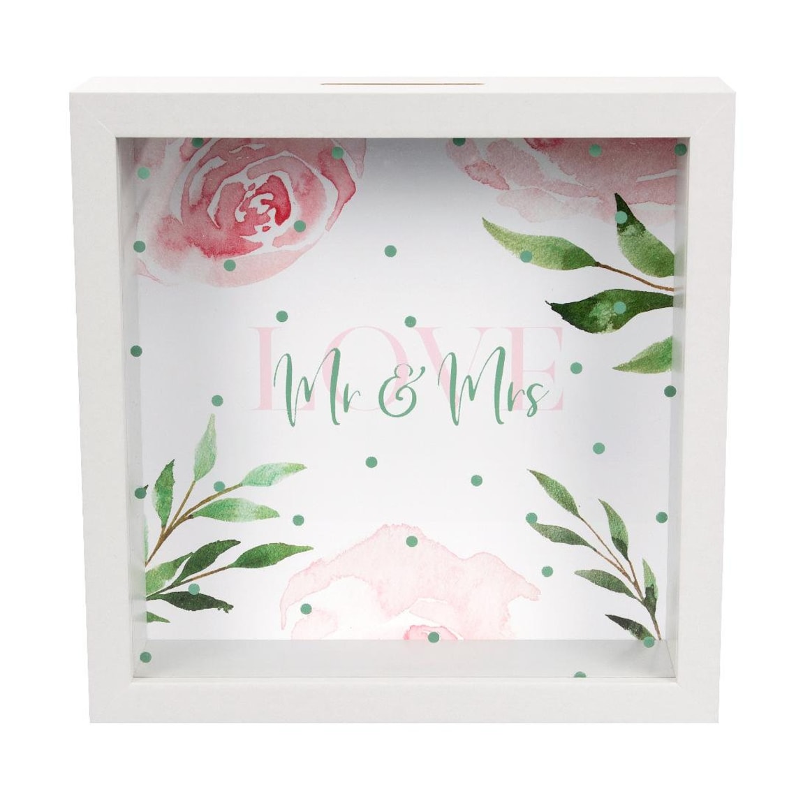 Box Frame Money Box. 'mr & Mrs' / Love Design Money Box With White ...