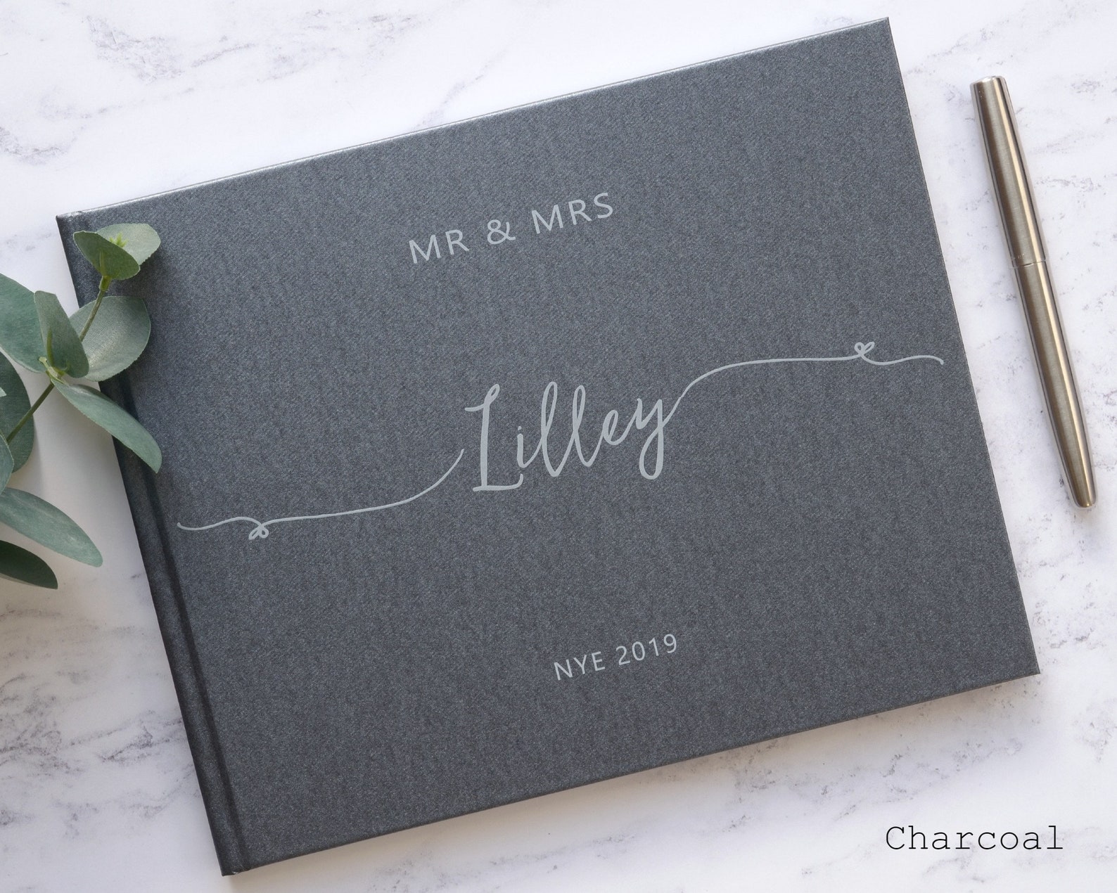 Personalised Wedding Guest Book. Elegant Modern Text Design. - Etsy
