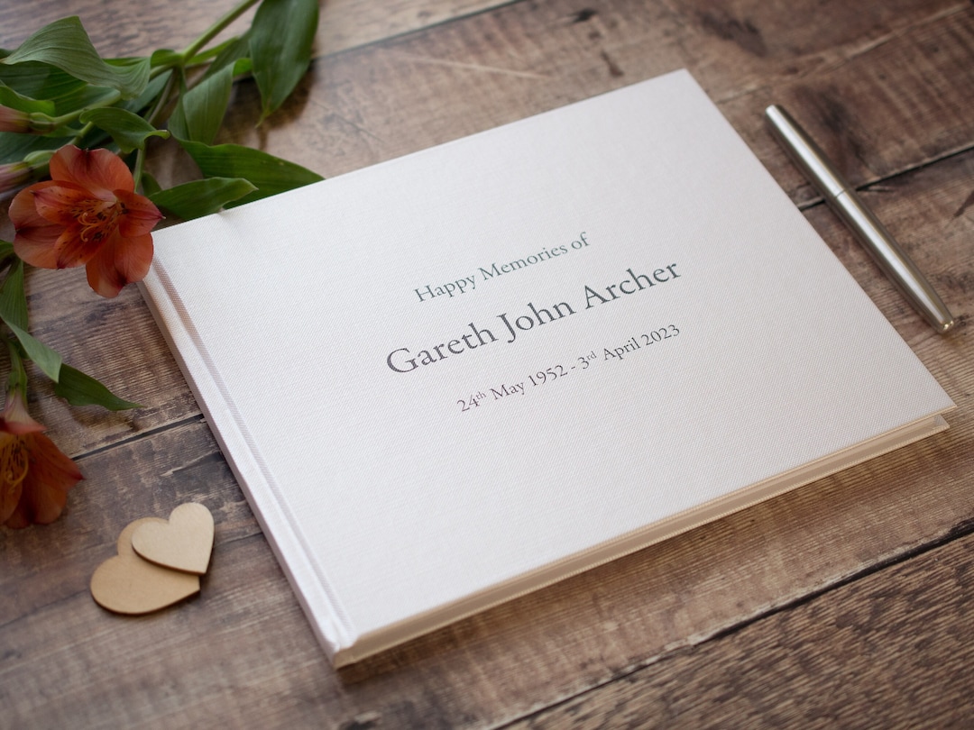Personalised Book of Condolence. Book of Remembrance. Happy Memories ...