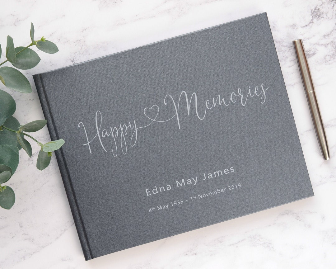 Personalised Book of Condolence. Book of Remembrance. Happy Memories ...