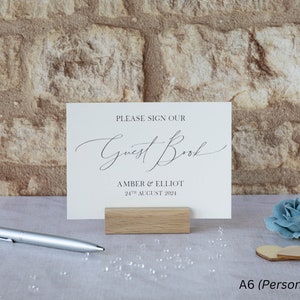 Wedding Guest Book Sign With Oak Card Holder. Standard or Personalised ...