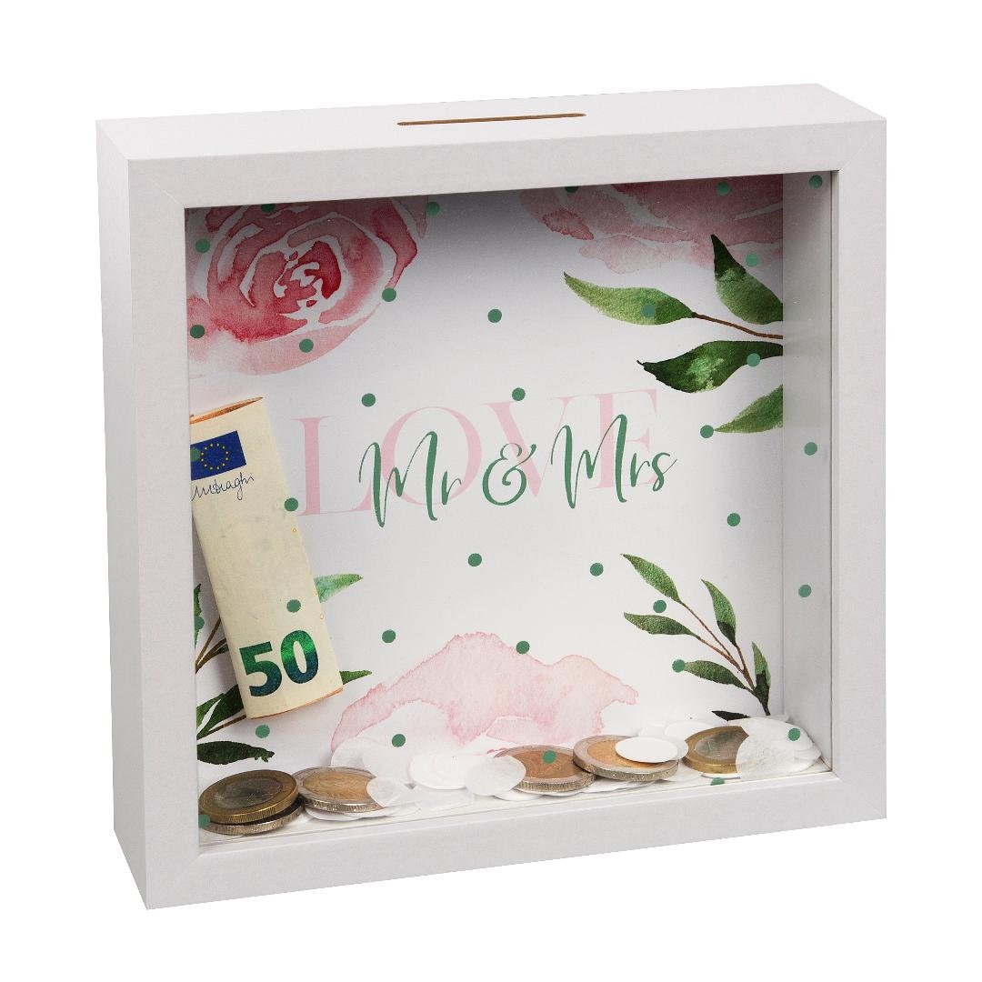 Box Frame Money Box. 'mr & Mrs' / Love Design Money Box With White ...