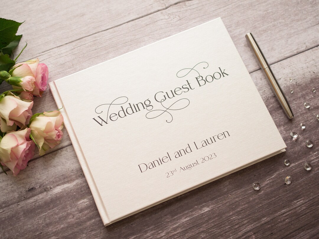 Personalised High Quality Wedding Guest Book. Decorative Text Design ...