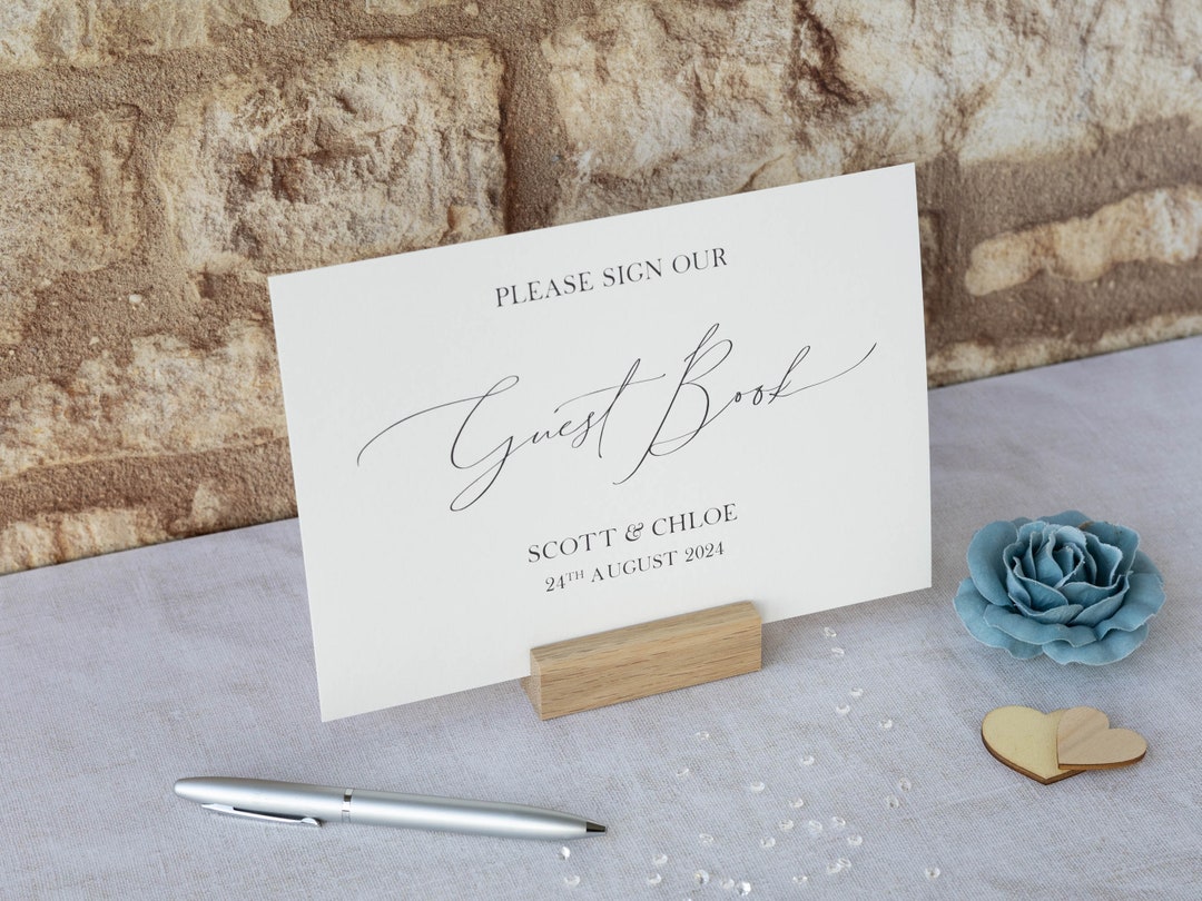 Wedding Guest Book Sign With Oak Card Holder. Standard or Personalised ...
